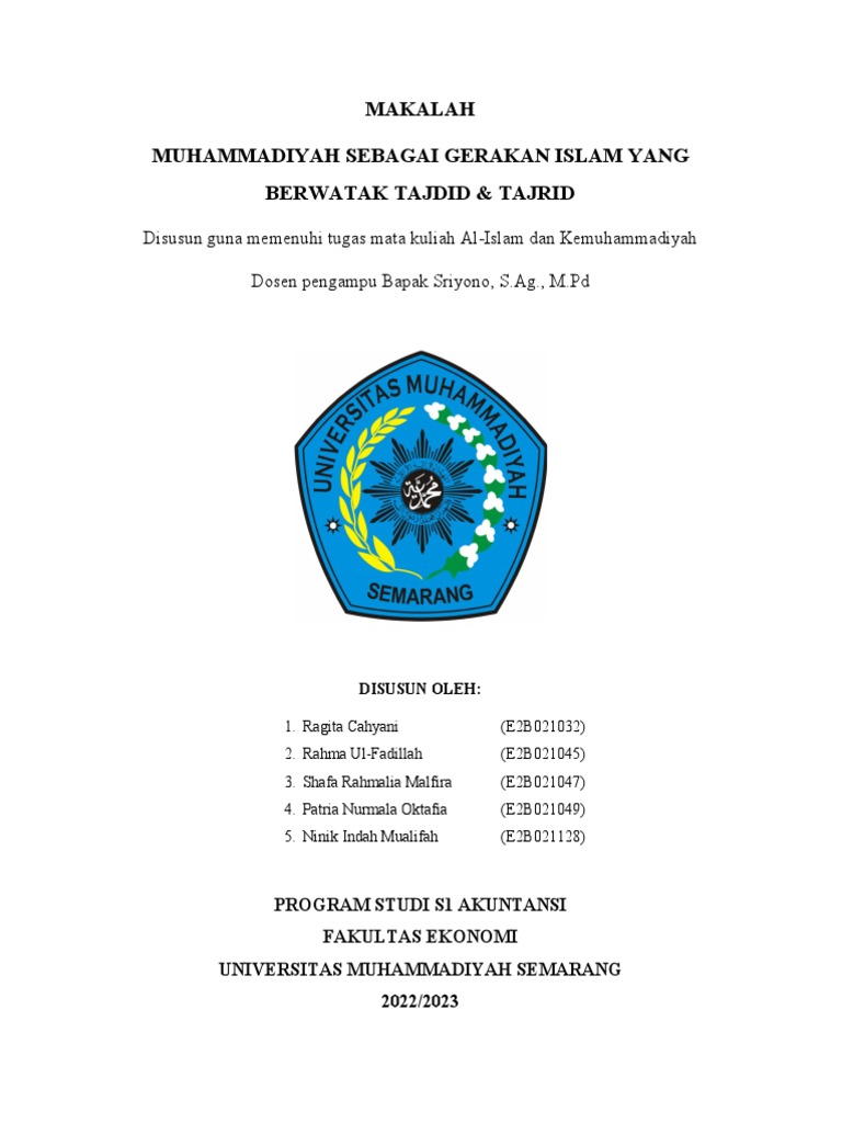 Muhammadiyah Sebagai Gerakan Islam Yang Berwatak Tajdid & Tajrid | PDF