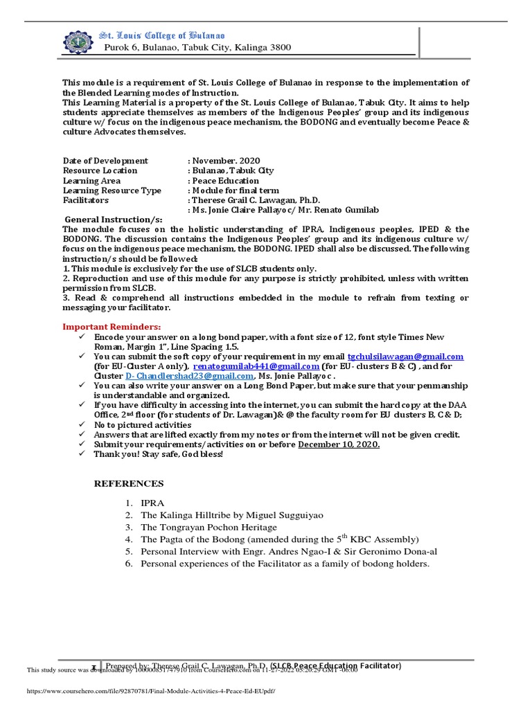 Final Module Activities 4 Peace Ed EU PDF | PDF