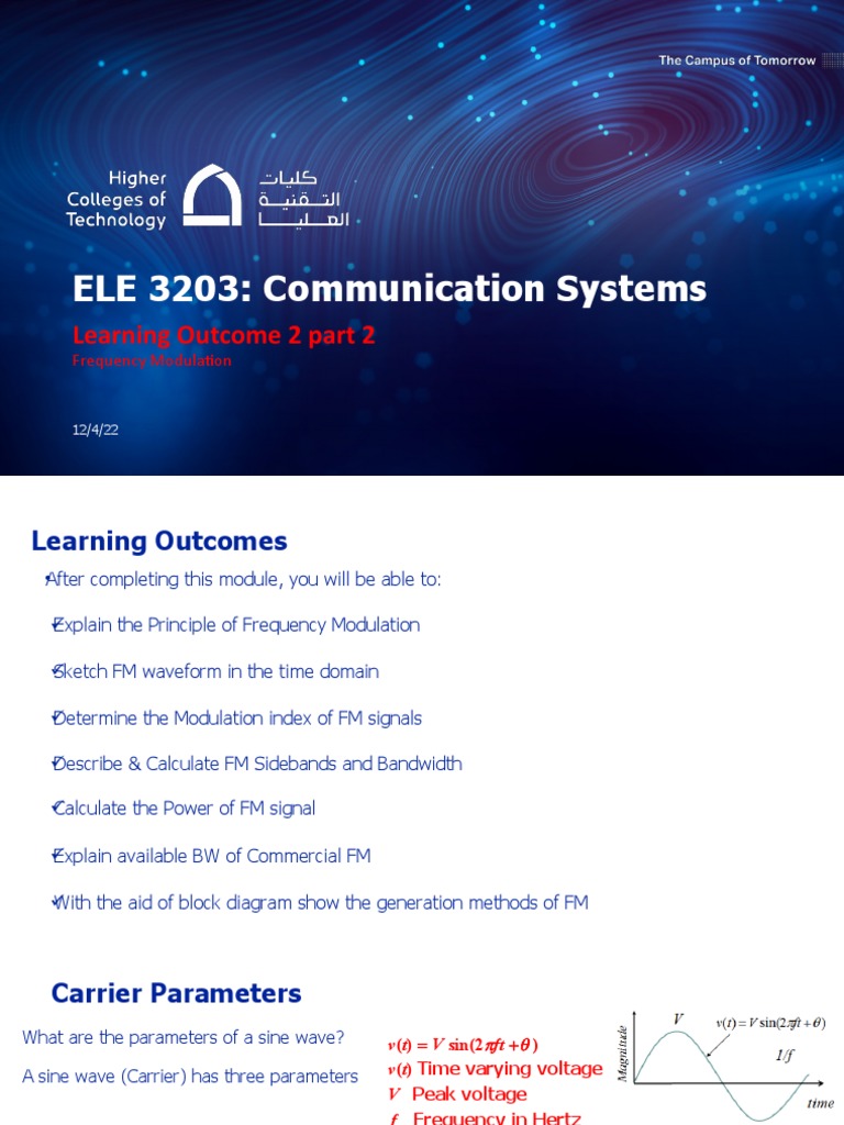 ELE 3203 - LO2 - Part2 | PDF | Frequency Modulation | Modulation