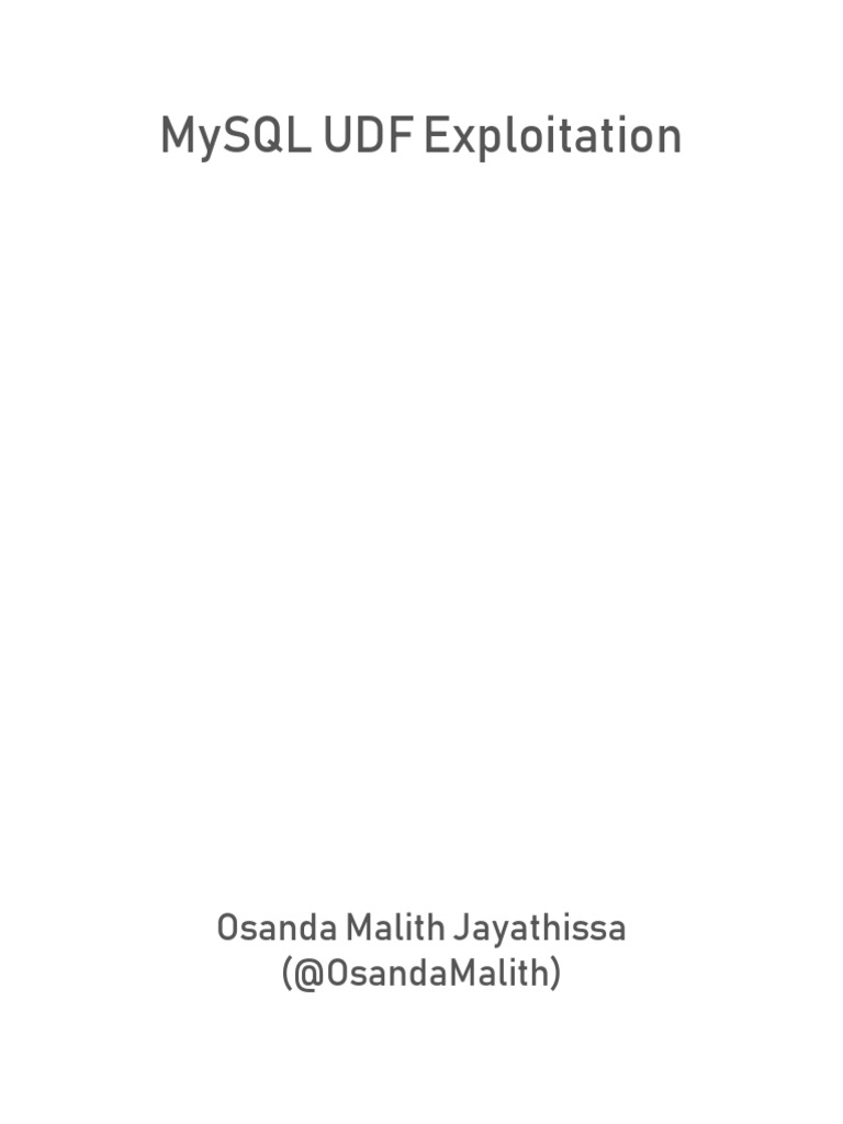 Mysql Udf Exploitation Pdf Library Computing Subroutine