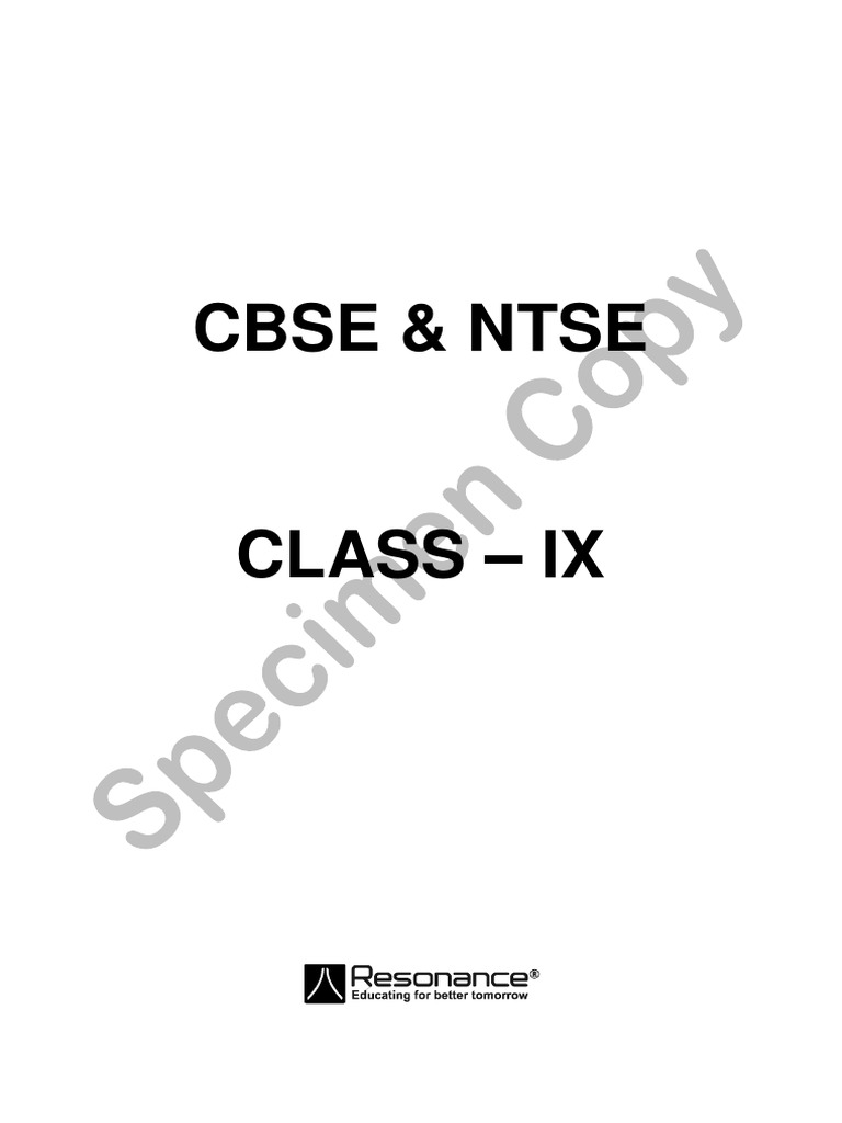 Specimen Copy - Class-IX (Page No. 1-183) | PDF | Velocity | Acceleration