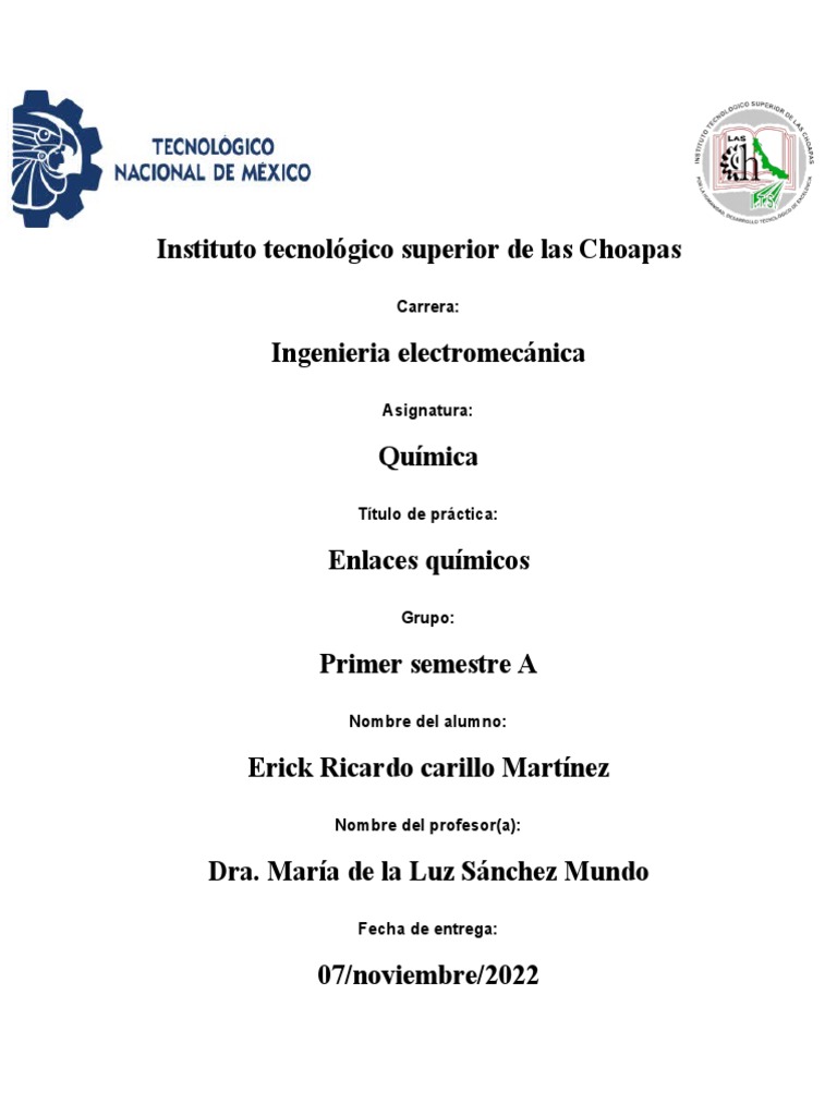 Reporte de Practica Enlaces Quimico | PDF | Enlace químico | Enlace covalente