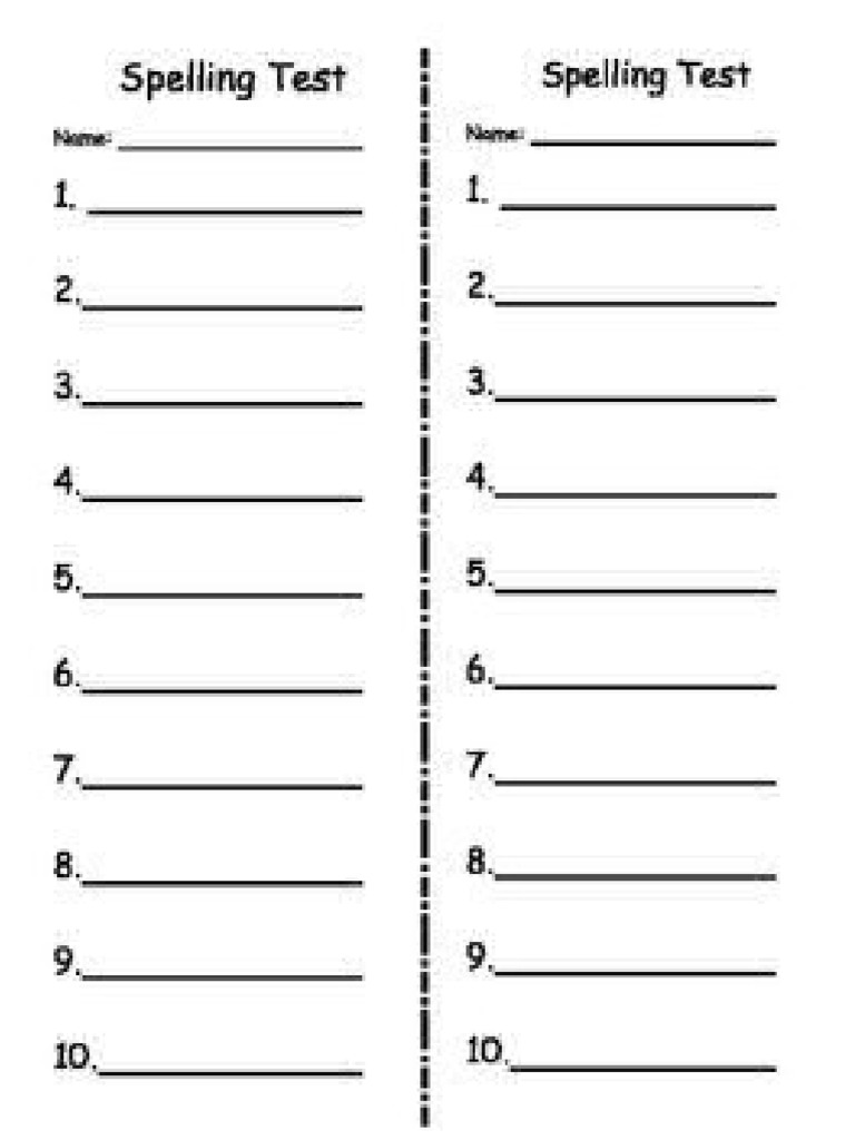 Spelling Template | PDF