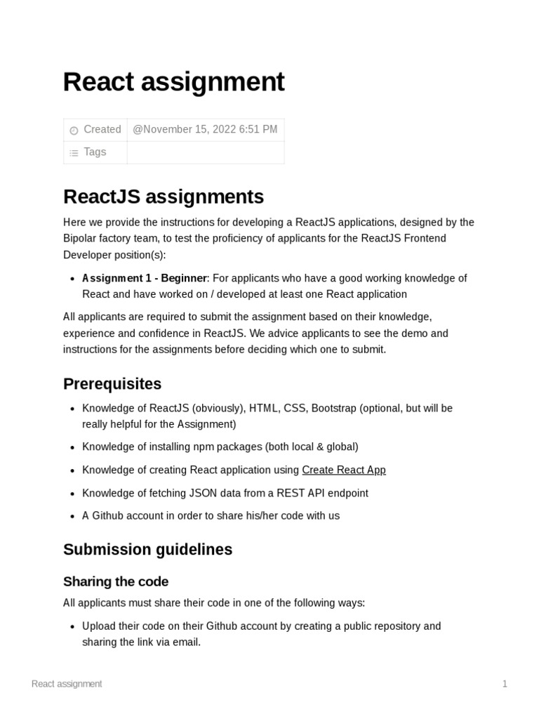 React Assignment Pdf Mobile App User Computing