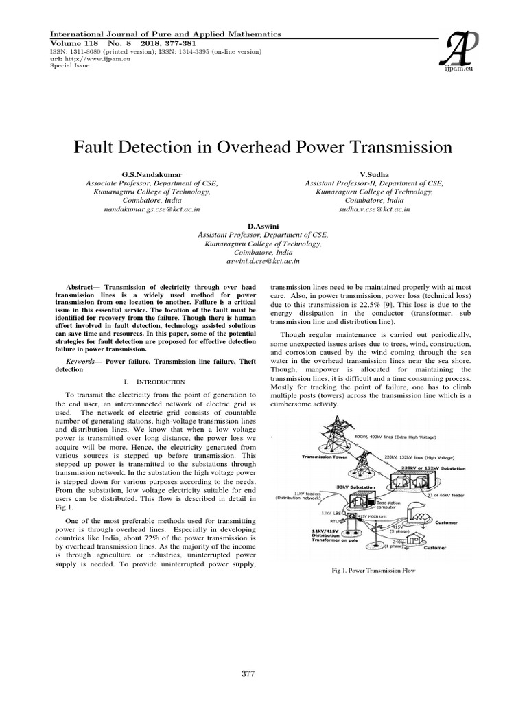 Overhead Fault Detection Pdf Electric Power Transmission