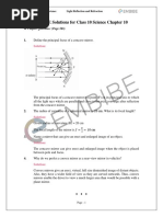 Class 10 NCERT Light Solutions | PDF | Mirror | Optics
