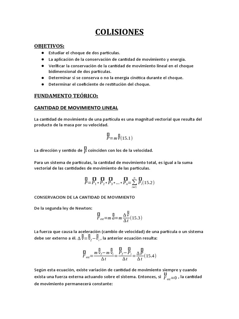 Colisiones | PDF | Impulso | Masa