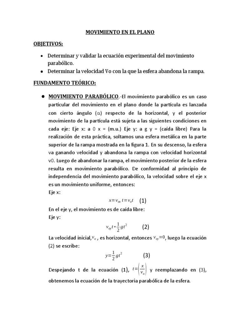 Movimiento en El Plano | PDF | Ecuaciones | Velocidad