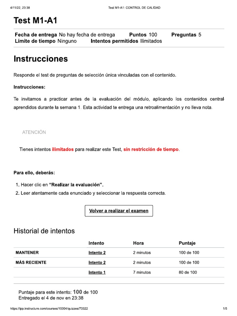 Test M1 Rev 2 - Control de Calidad | PDF Test M1 Rev 2 - Control de Calidad | PDF