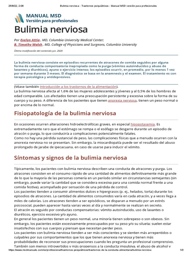 Bulimia Nerviosa - Trastornos Psiquiátricos - Manual MSD Versión para ...