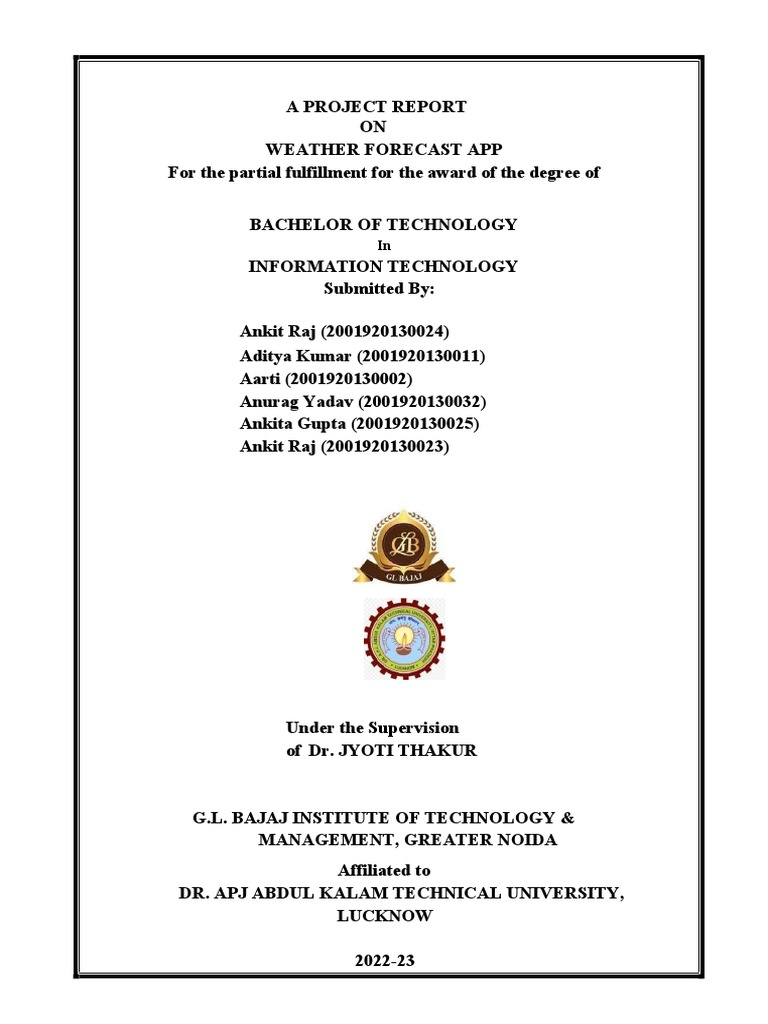 Mini Project Report | PDF | Radar | Weather Satellite