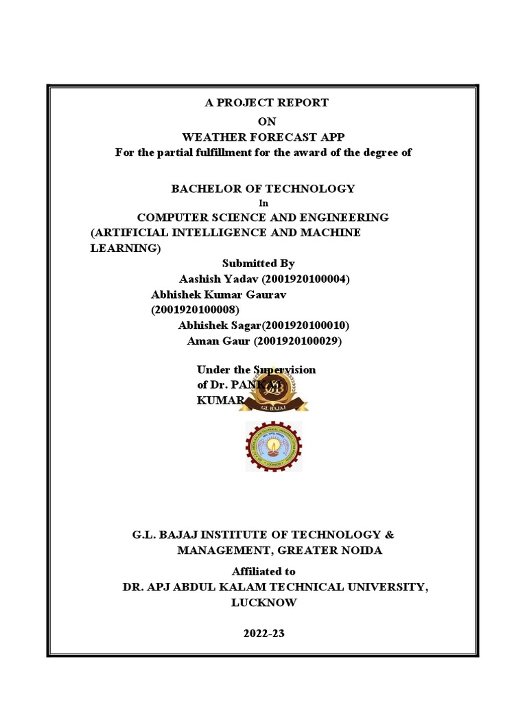 Mini Project Report | PDF | Radar | Weather Satellite