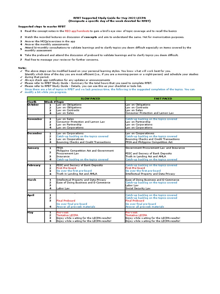 RFBT Study Guide May 2023 LECPA | PDF