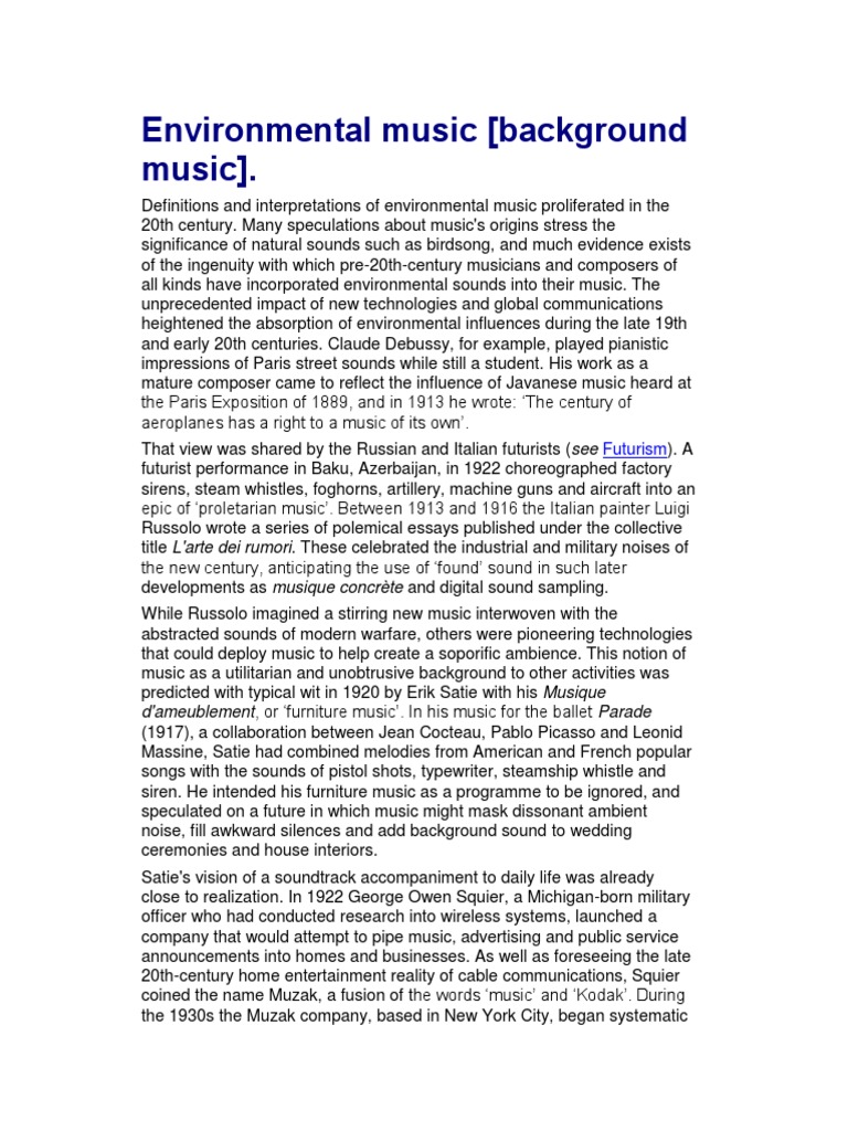 Environmental Music (Background Music) . | PDF | Sound | Performing Arts