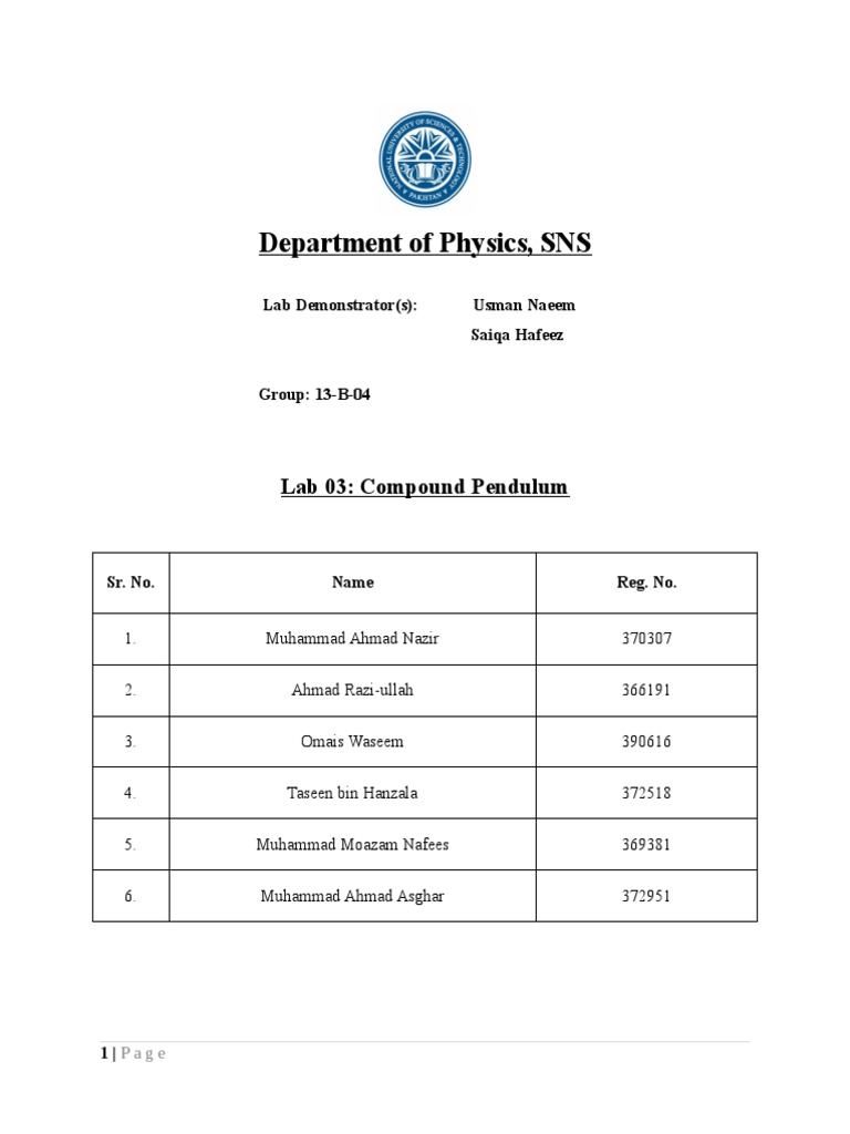 Report 3 | PDF | Pendulum | Oscillation