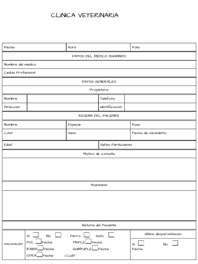 Hoja CLinica | PDF | Medicina CLINICA | Especialidades Medicas