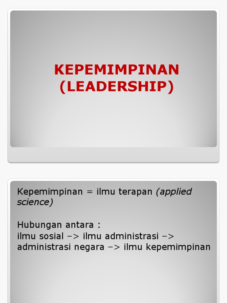 Ppt Kepemimpinan Leadership Pdf