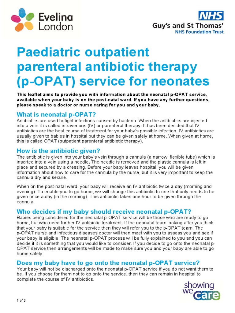 Neonatal P OPAT Service | PDF | Intravenous Therapy | Health Care