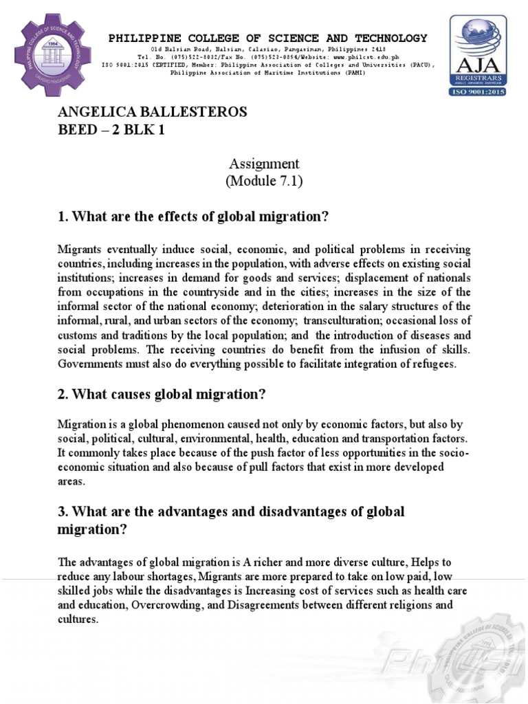 Ballesteros, Angelica A. - Assignment No. 14 For Module 16 - THE CONTEMPORARY WORLD | PDF ...