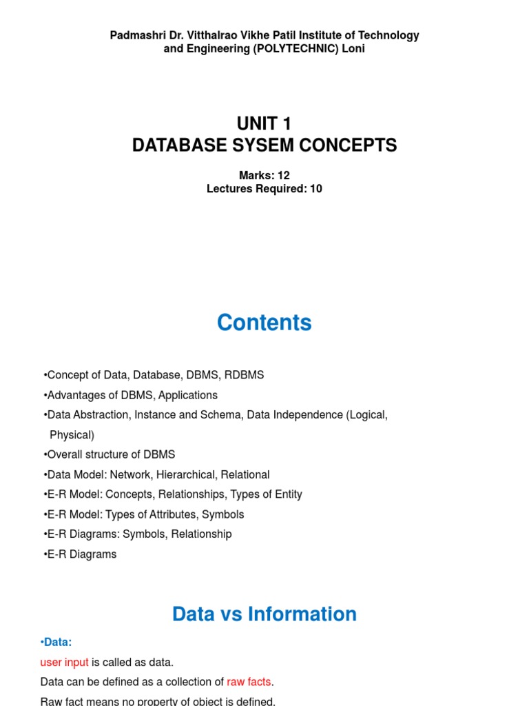 DMS Unit 1 22319-1 | PDF | Databases | Relational Database