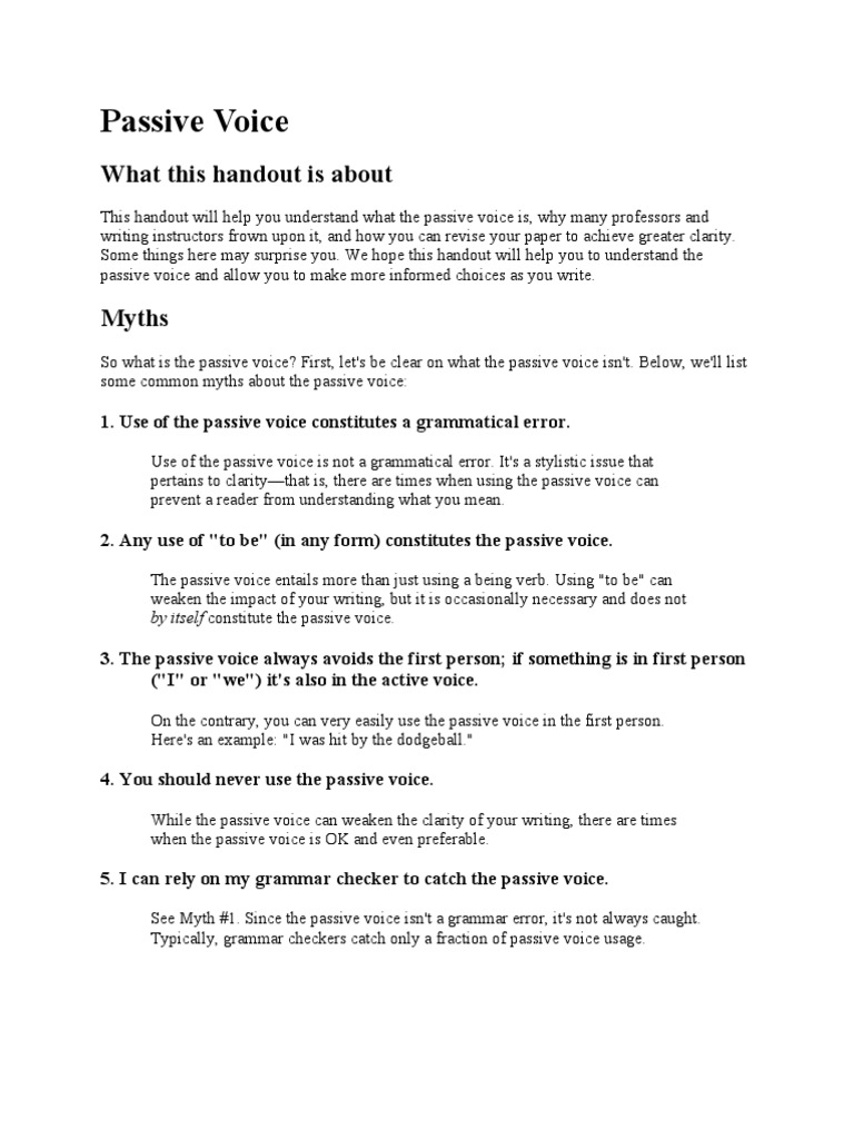 Passive Voice | PDF | Language Arts & Discipline