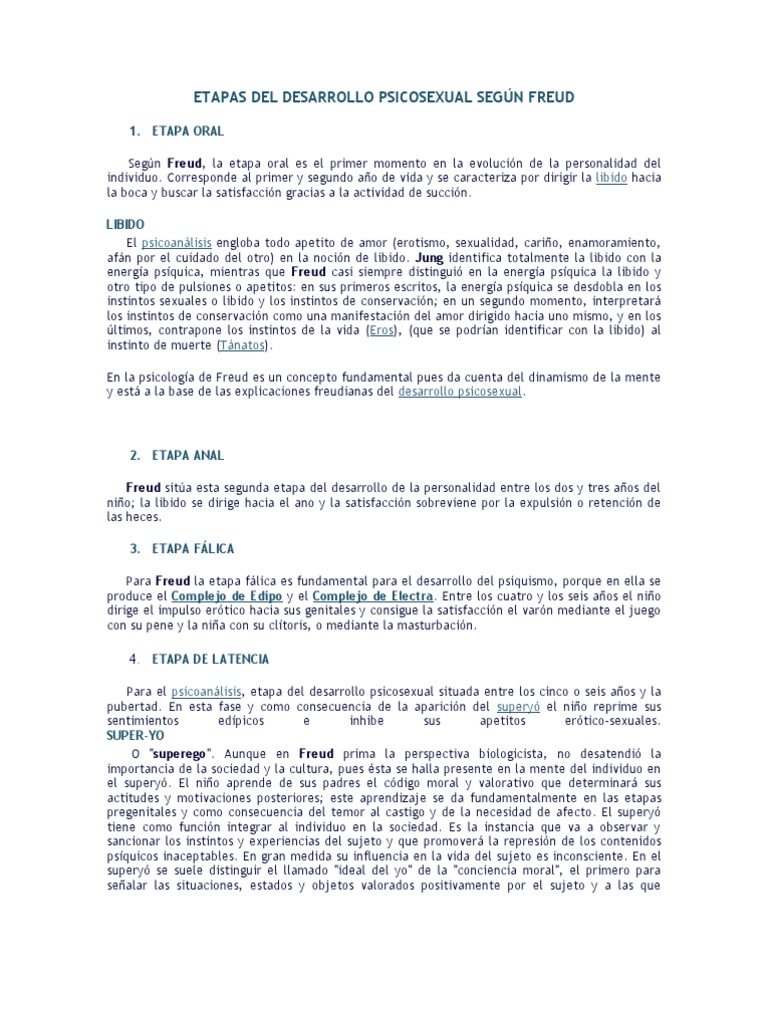 Etapas Del Desarrollo Psicosexual Según Freud | PDF | Carné de identidad | Libido