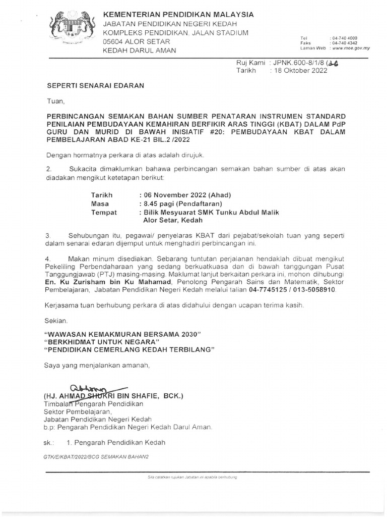 Pembudayaan Kbat Dalam Pembelajaran Abad Ke 21 Bil.2-2022 61122 Ahad | PDF