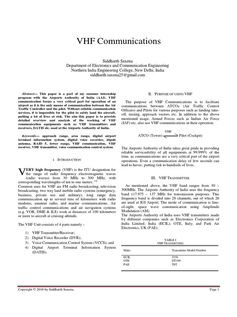 VHF Communications | PDF | Transmitter | Radio