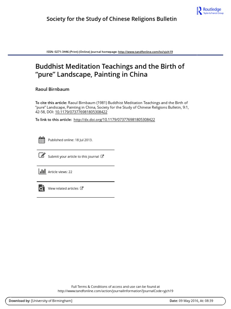 Buddhist Meditation Teachings and The Birth of "Pure" Landscape ...