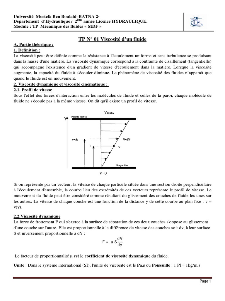 Viscosité dynamique : théorie et pratique | PDF | Fluide | Viscosité