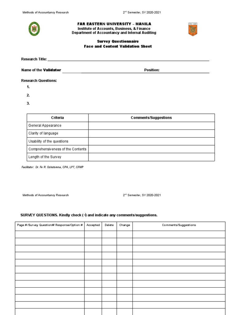Validation Sheet | PDF