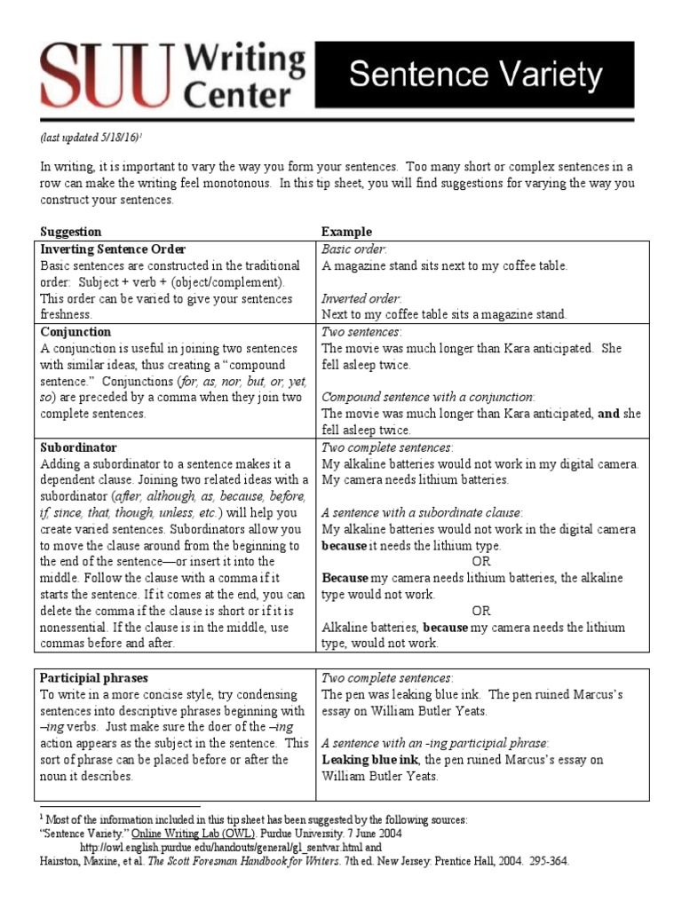 Sentence Variety | PDF