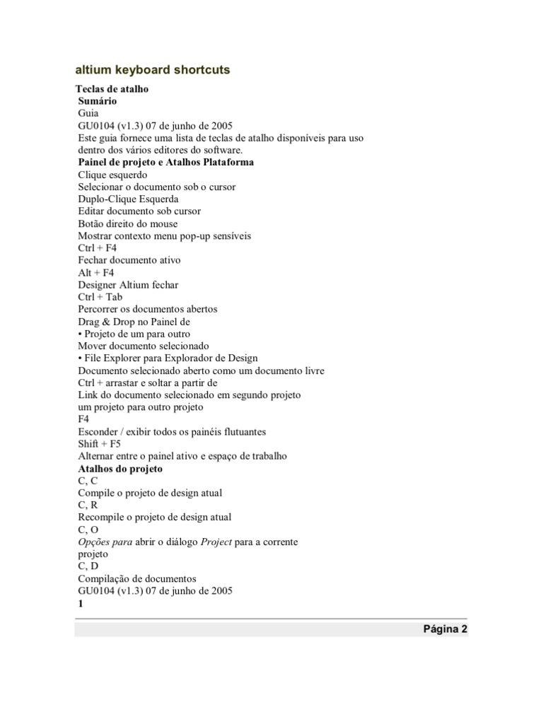 Altium Keyboard Shortcuts | PDF | Teclado de computador | Janela ...