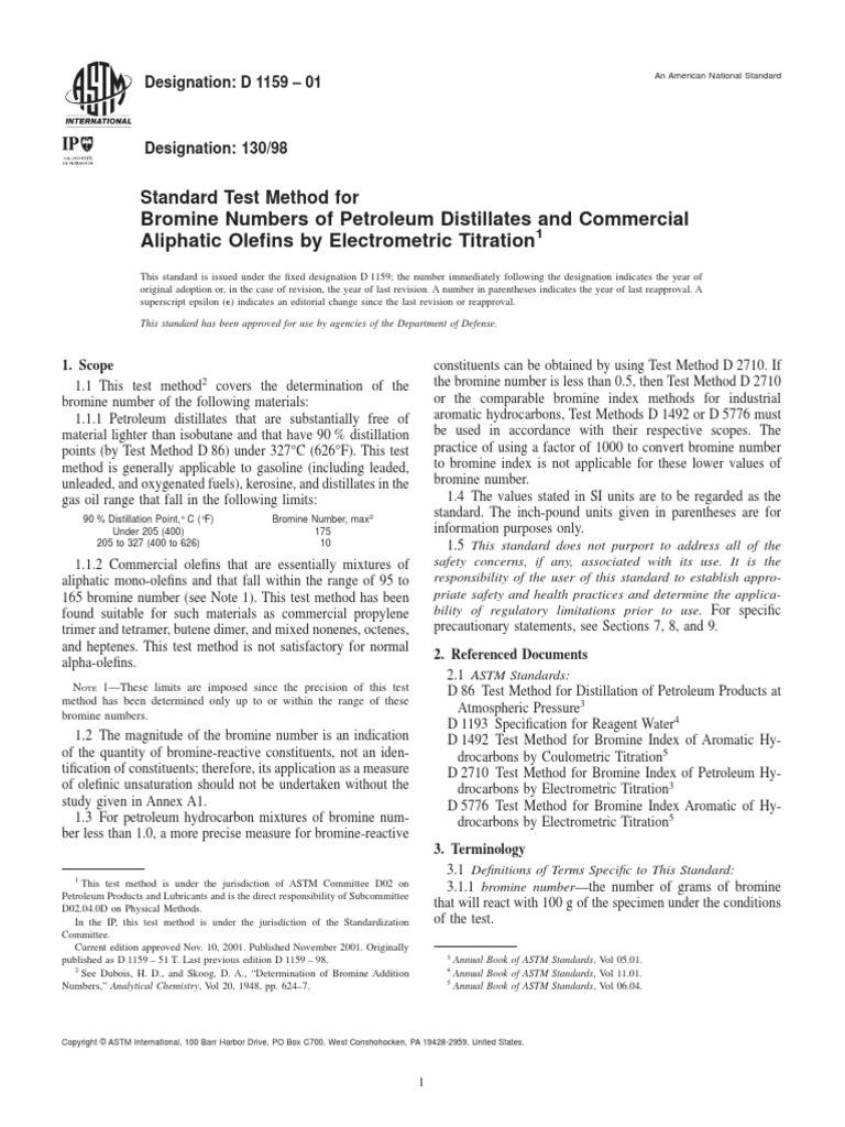 Bromine Numbers of Petroleum Distillates and Commercial Aliphatic ...