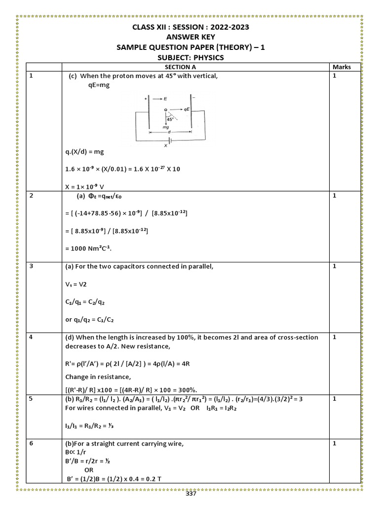 Physics Class 12 Sample Question Paper | PDF