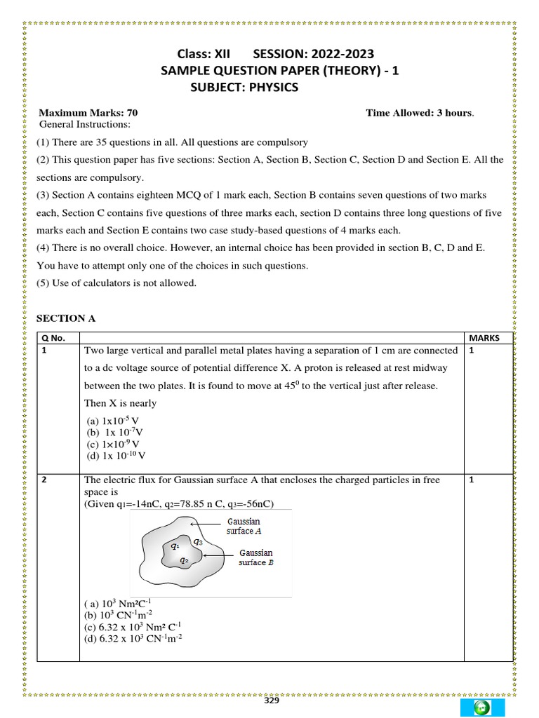 Physics Sample Papers 2022-23 QP | PDF | P–N Junction | Inductor
