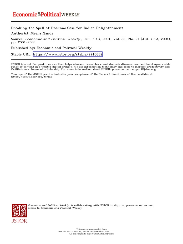 Breaking The Spell of Dharma | PDF | Age Of Enlightenment | Reason