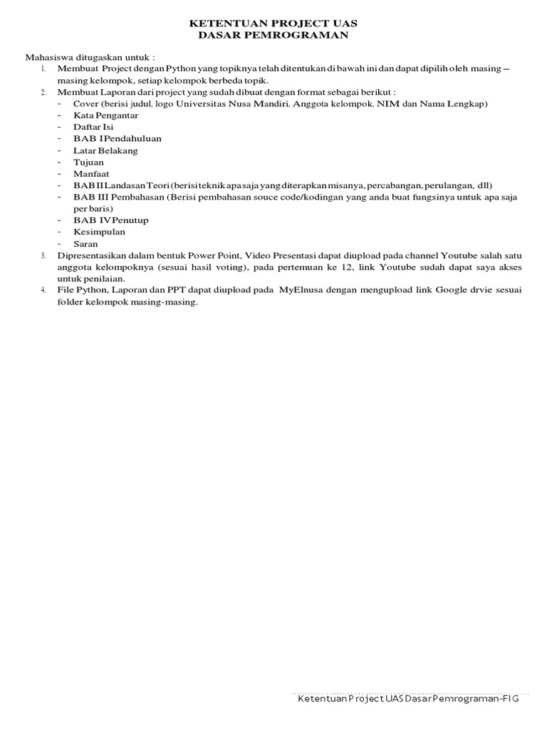 Ketentuan Project Uas Daspro Fig Pdf