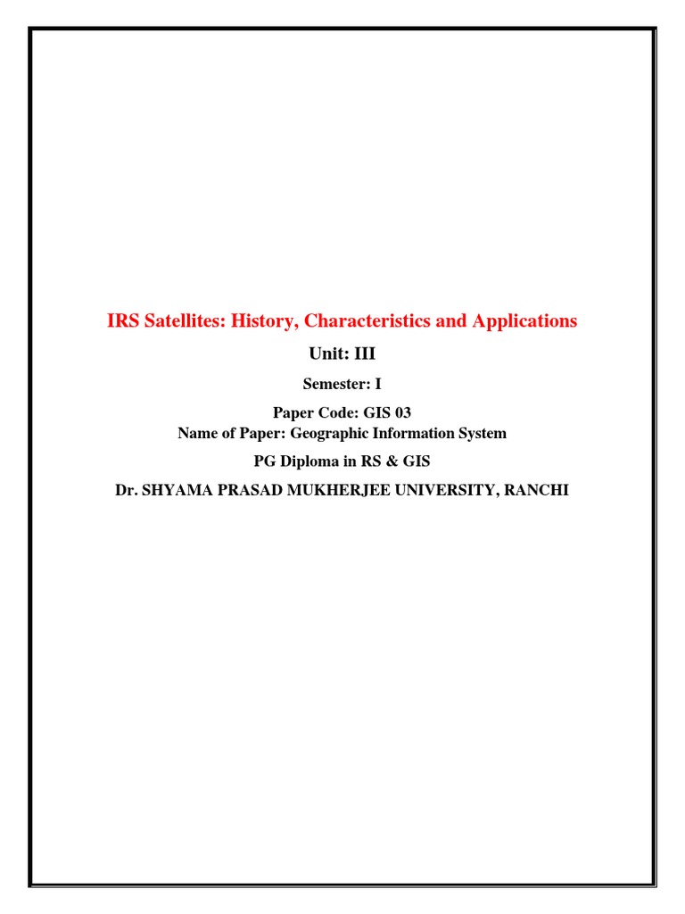 IRS Satellites: History & Applications | PDF | Image Resolution | Infrared