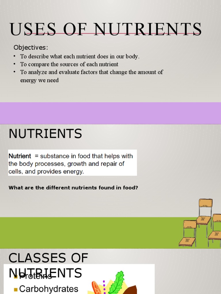 8ab - Uses of Nutrients | PDF | Nutrients | Foods