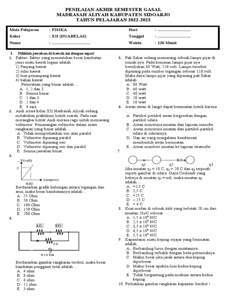 Soal Pas Fisika Kelas Xii Paper | PDF
