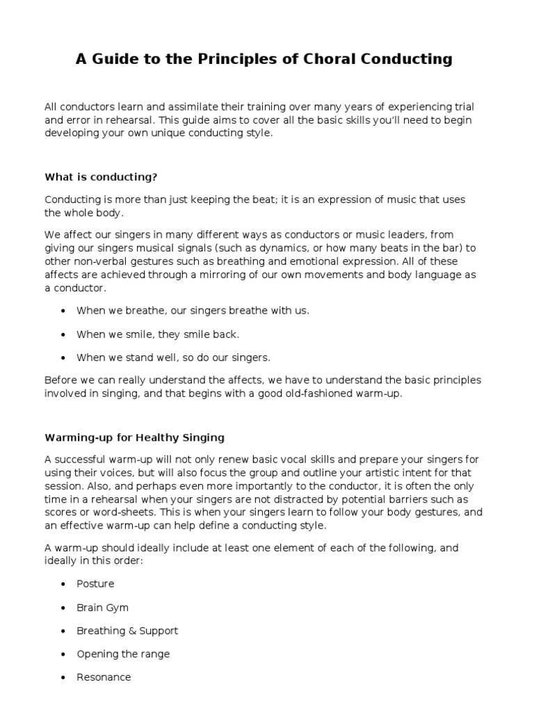 Understanding Choral Conducting Basics | PDF | Singing | Conducting