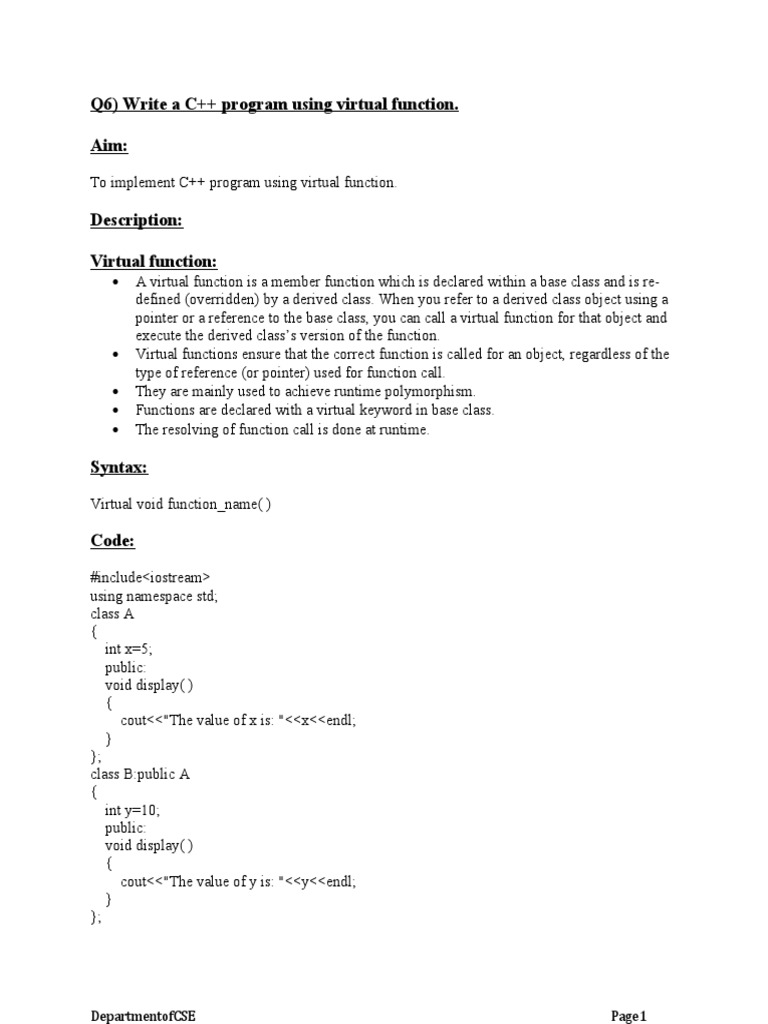 Virtual Pdf Inheritance Object Oriented Programming Class 3304