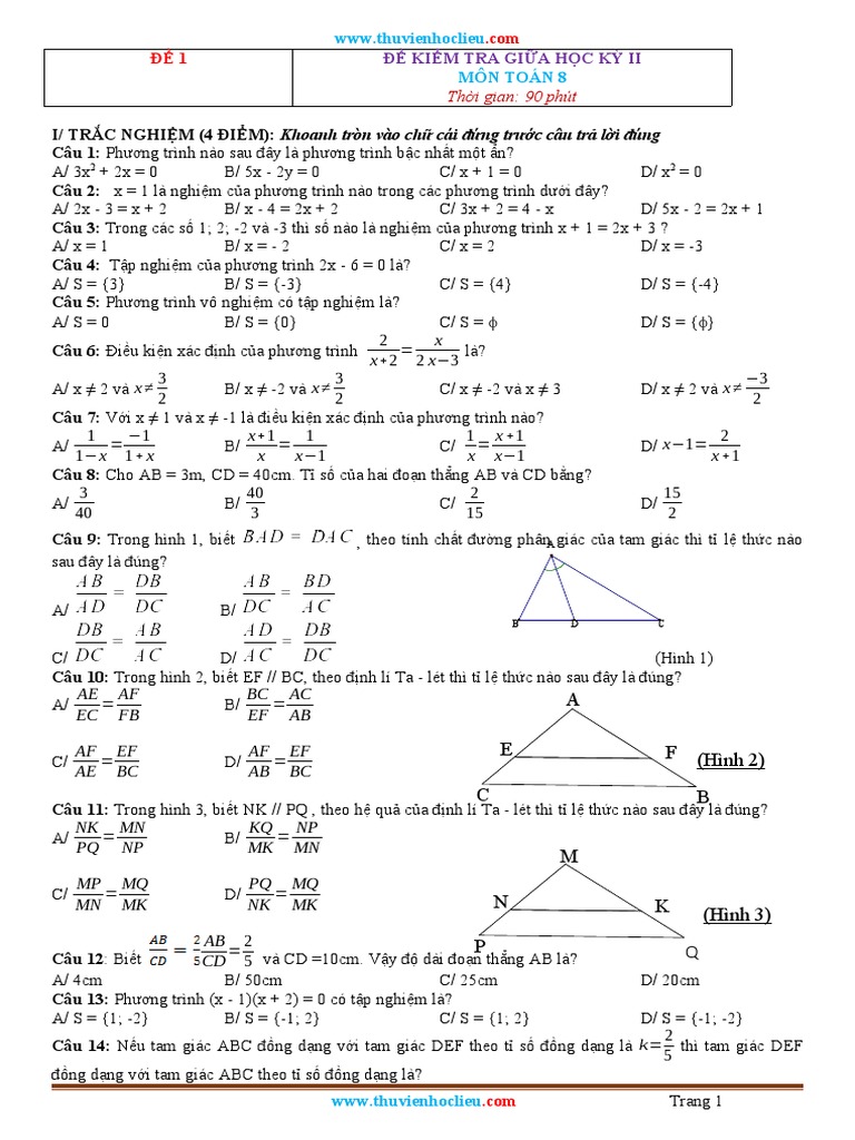 2 de KT Giua HK2 Toan 8 Co Dap An | PDF