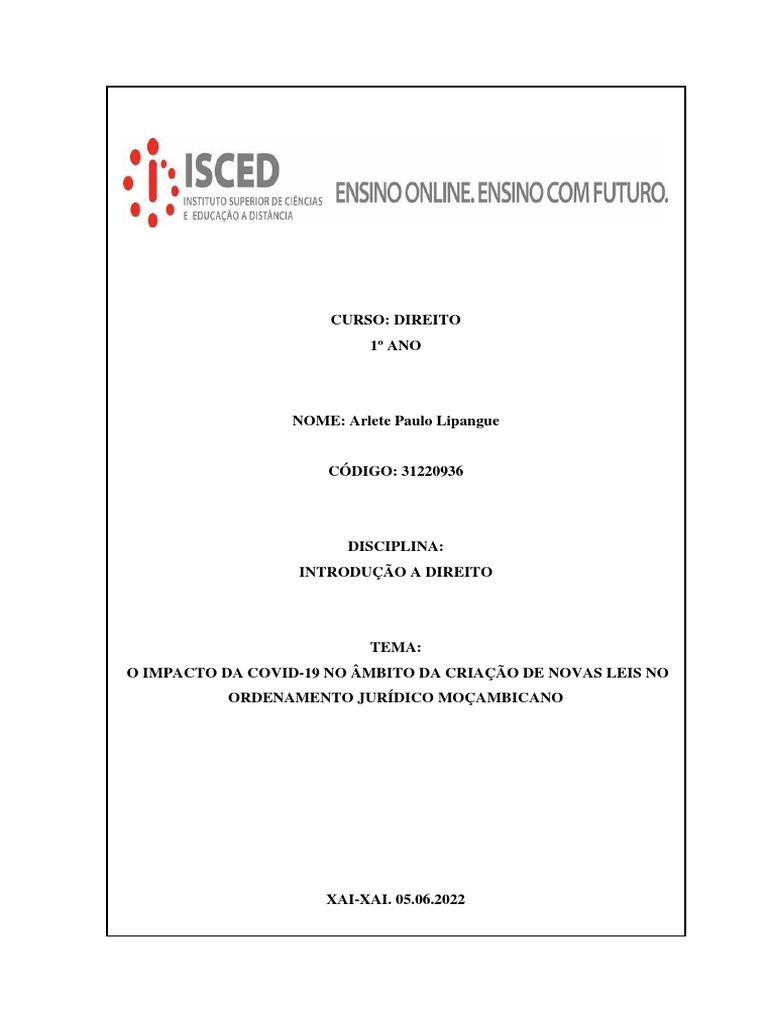 Trabalho ISCED | PDF