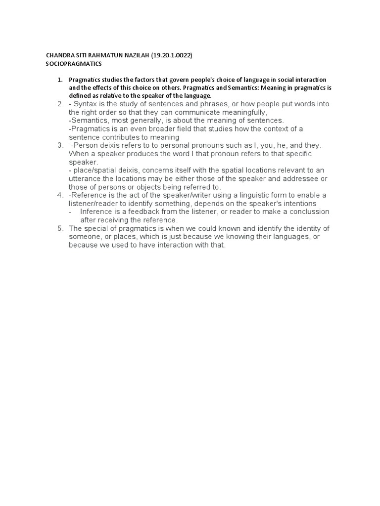 Uts Sociopragmatics Chandra | PDF