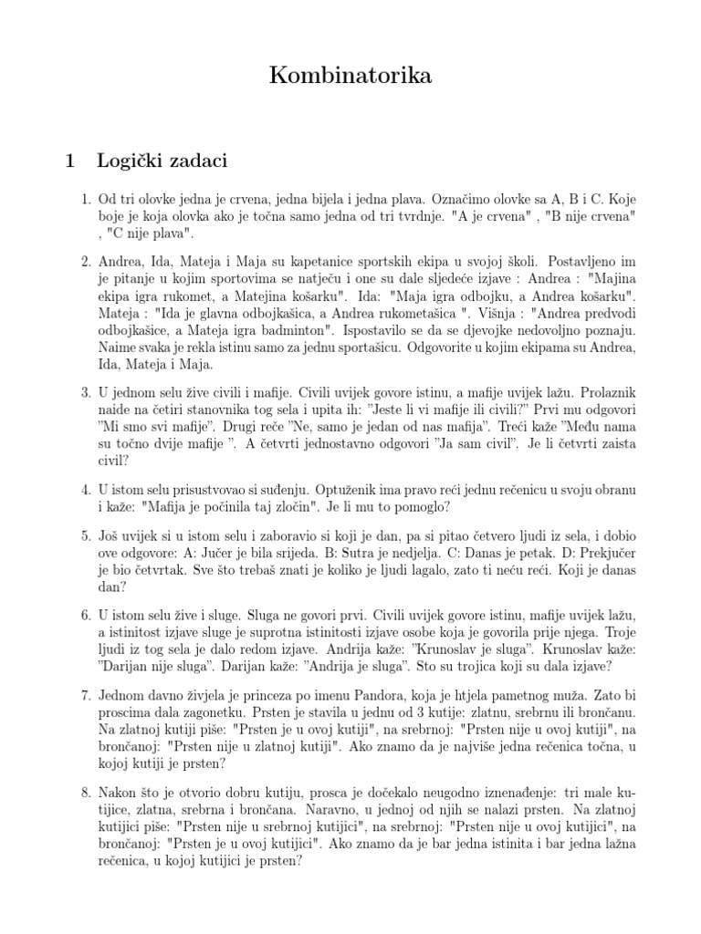 Logicki Zadaci I Dirichletov Princip | PDF