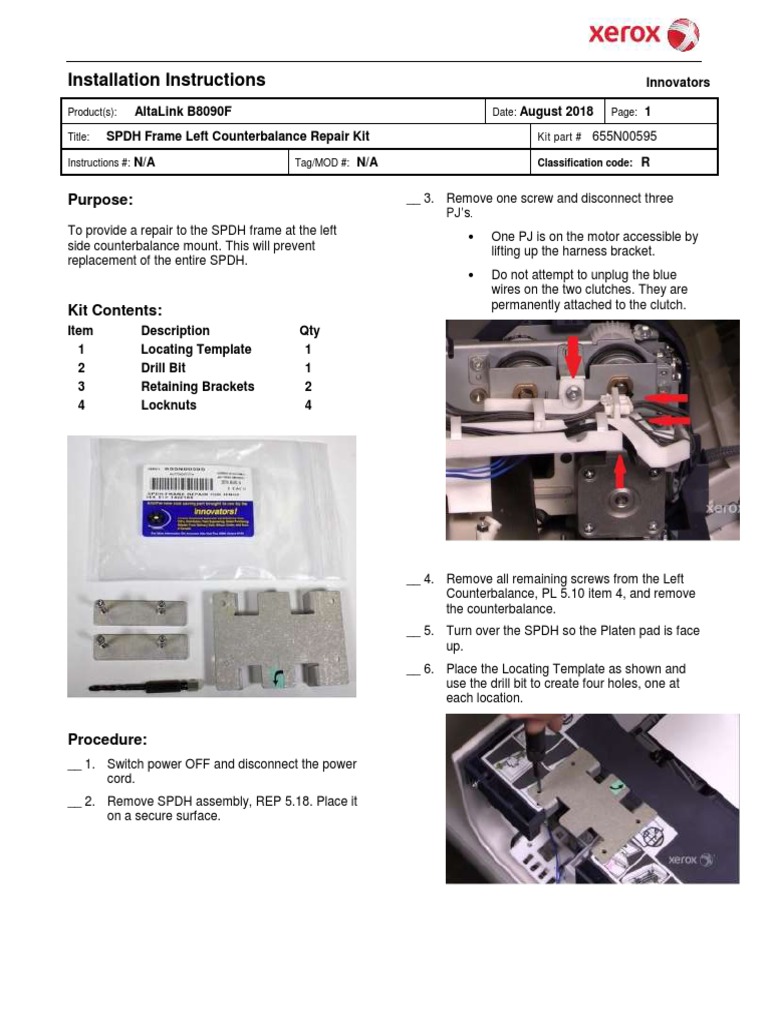 Final 655N00595 SPDH Frame Repair Hinge | PDF | Screw | Equipment