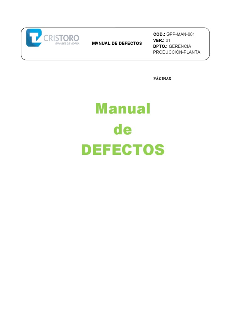 GPP-MAN-001 Manual de Defectos | PDF | Lentes | Botella