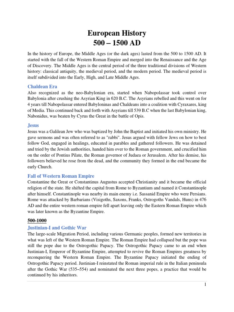 European History: Middle Ages Overview | PDF
